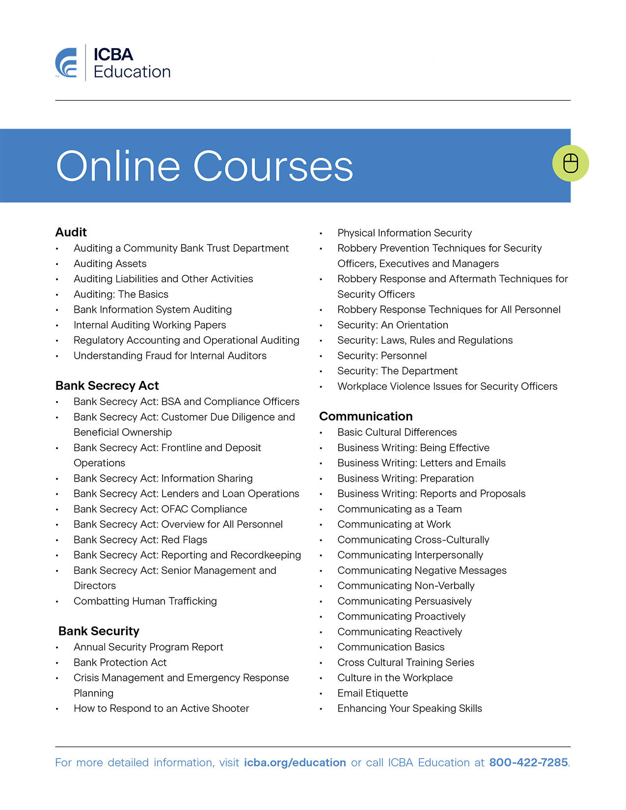 ICBA Education Online Training - Courses & Certificates - ICBA.org